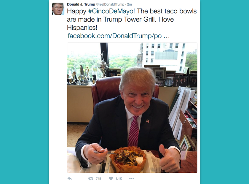 Donald Trump Posts Pic Of Taco Bowl For Cinco De Mayo: ‘I Love ...