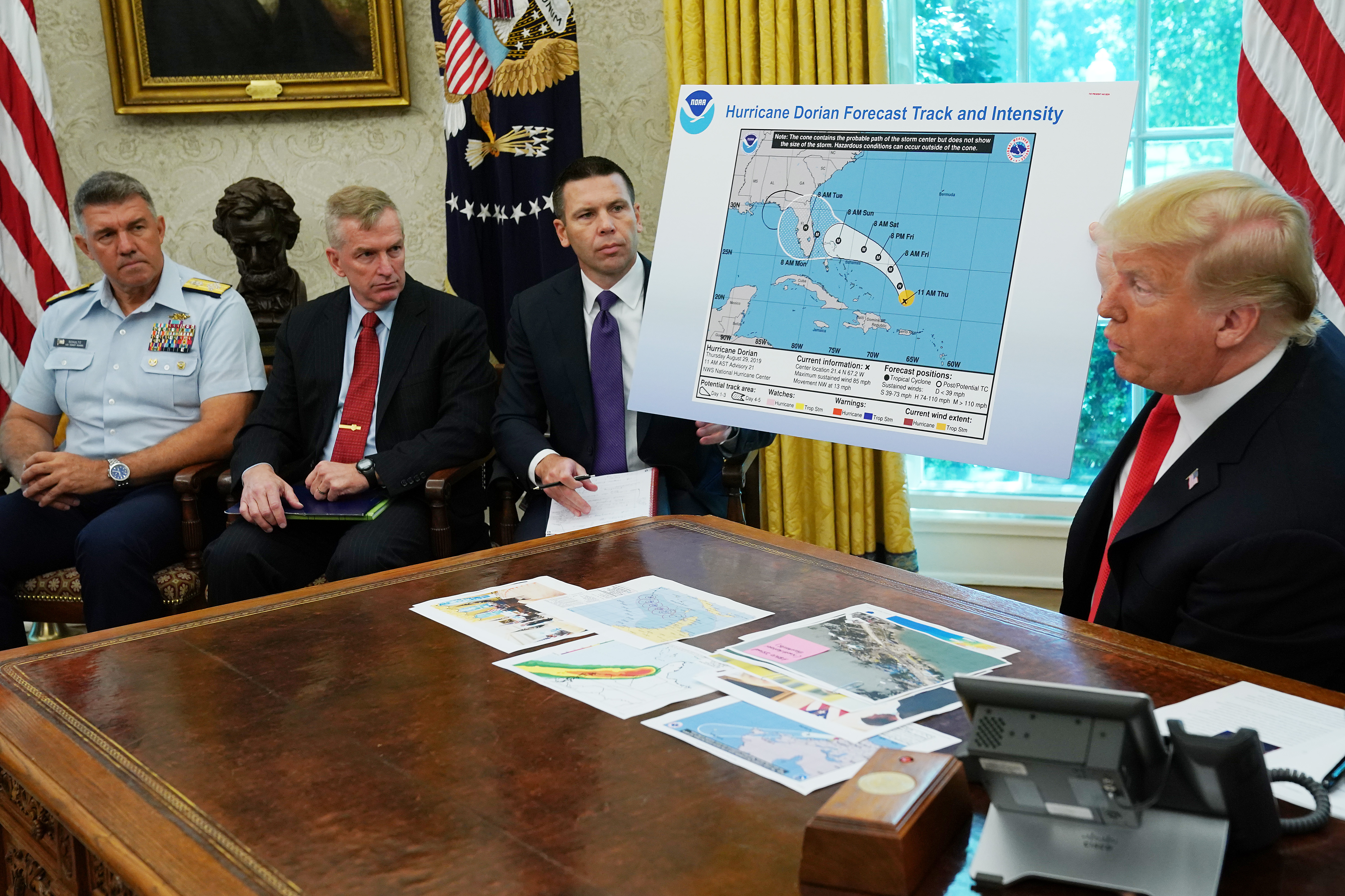 Trump Shows Hurricane Path With Bubble Including Alabama