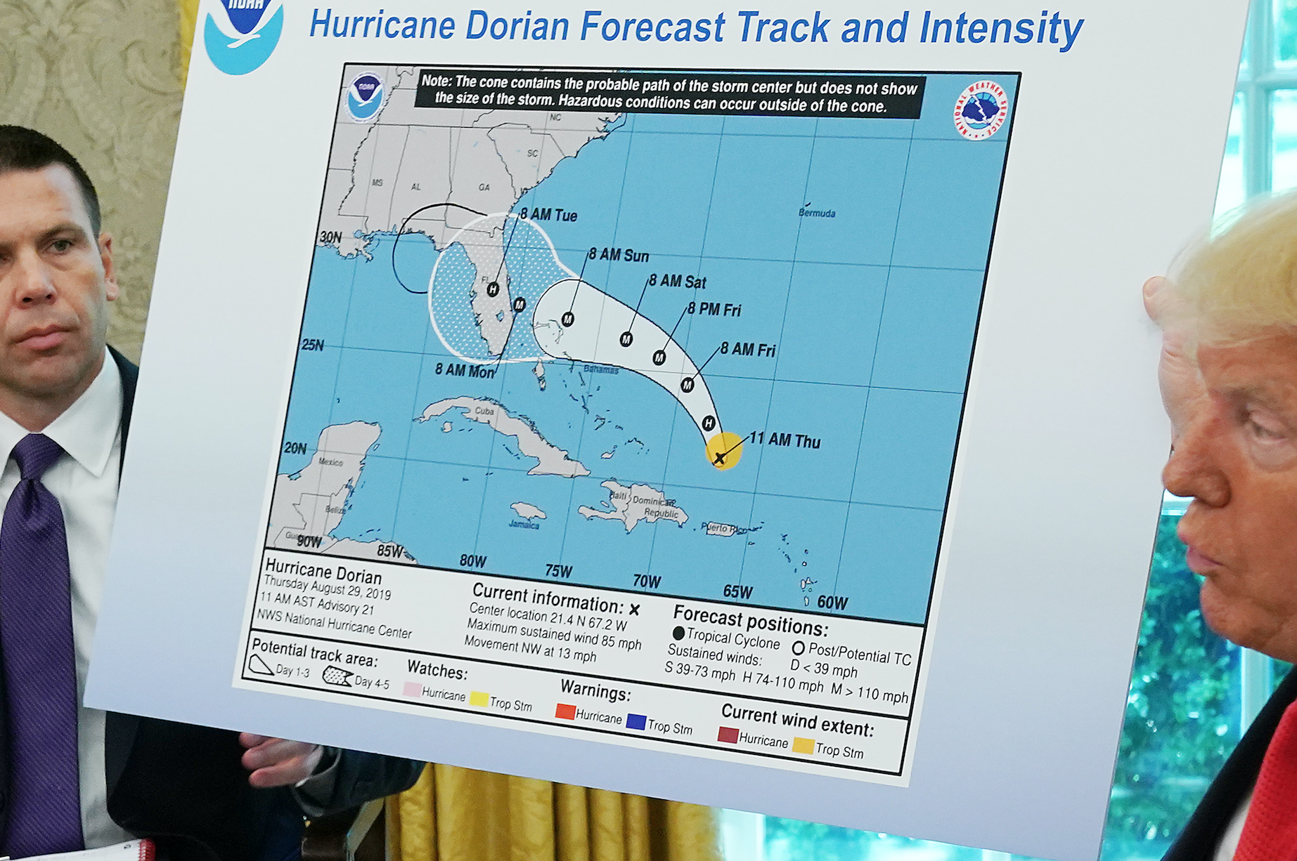 Trump Shows Hurricane Path With Bubble Including Alabama