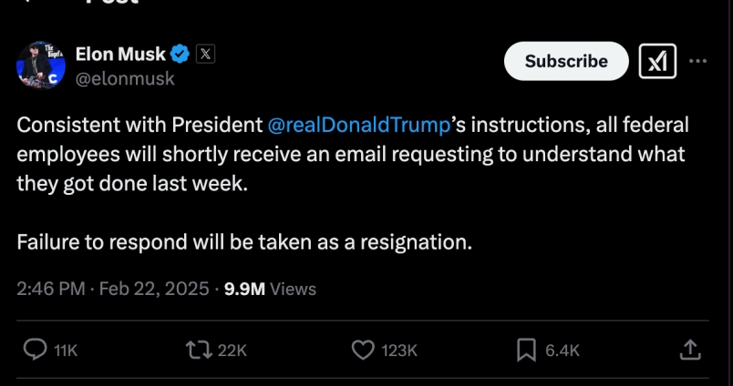 Elon Sends Wild Saturday Harassment Email to All Federal Employees ...